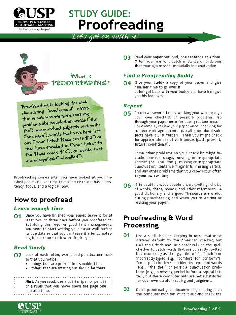 Proofreading Handout | PDF | Proofreading | Verb