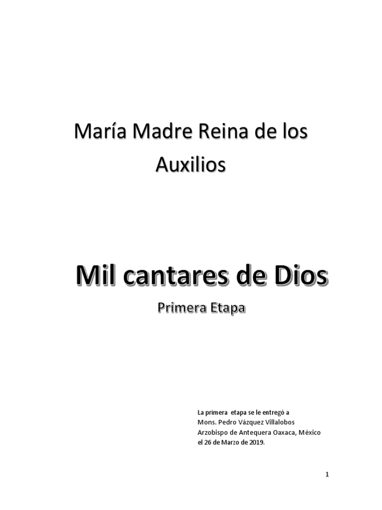 María Reina de Los Auxilios Mil Cantares de Dios | PDF | Oración ...