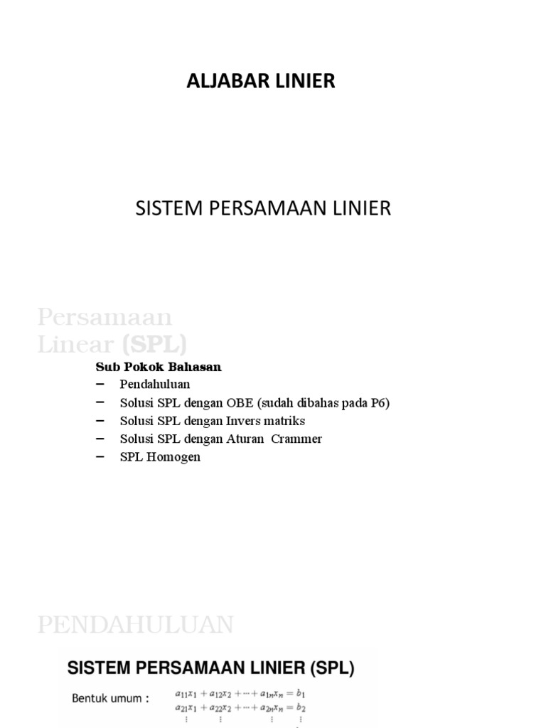 Alin Sistem Persamaan Linier | PDF