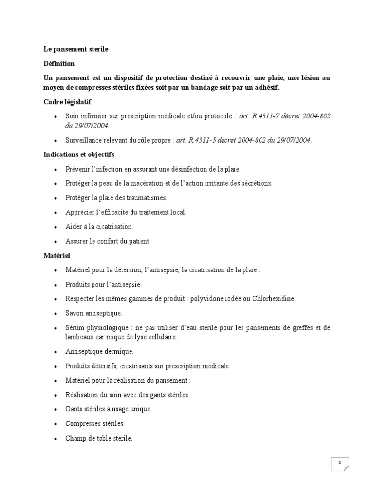 Pansement | PDF | Hygiène | Plaie
