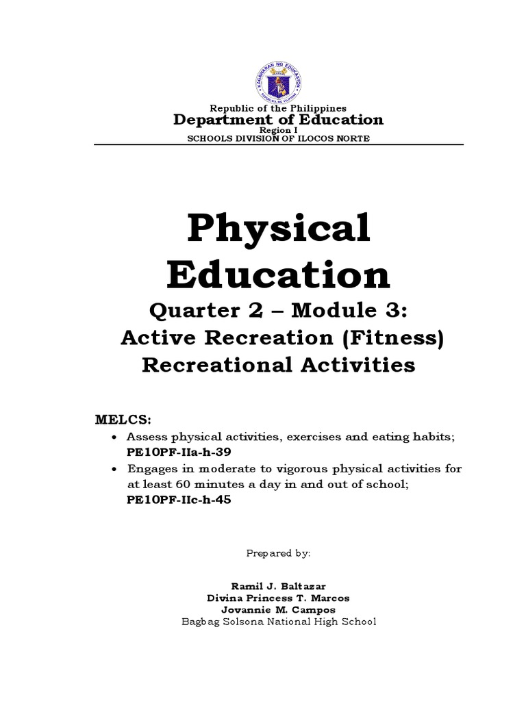 PE10 - Quarter2-Week5-6-Module3-Baltazar Ramil Et Al | PDF | Physical Fitness