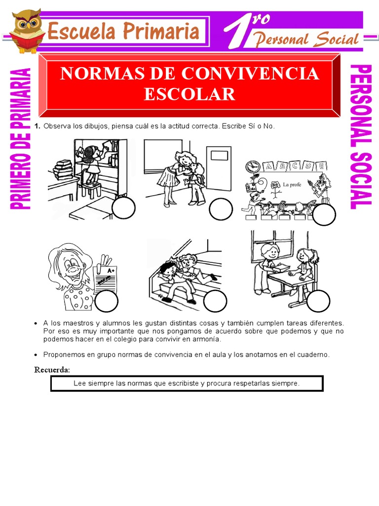 Normas de Convivencia para Primero de Primaria | PDF