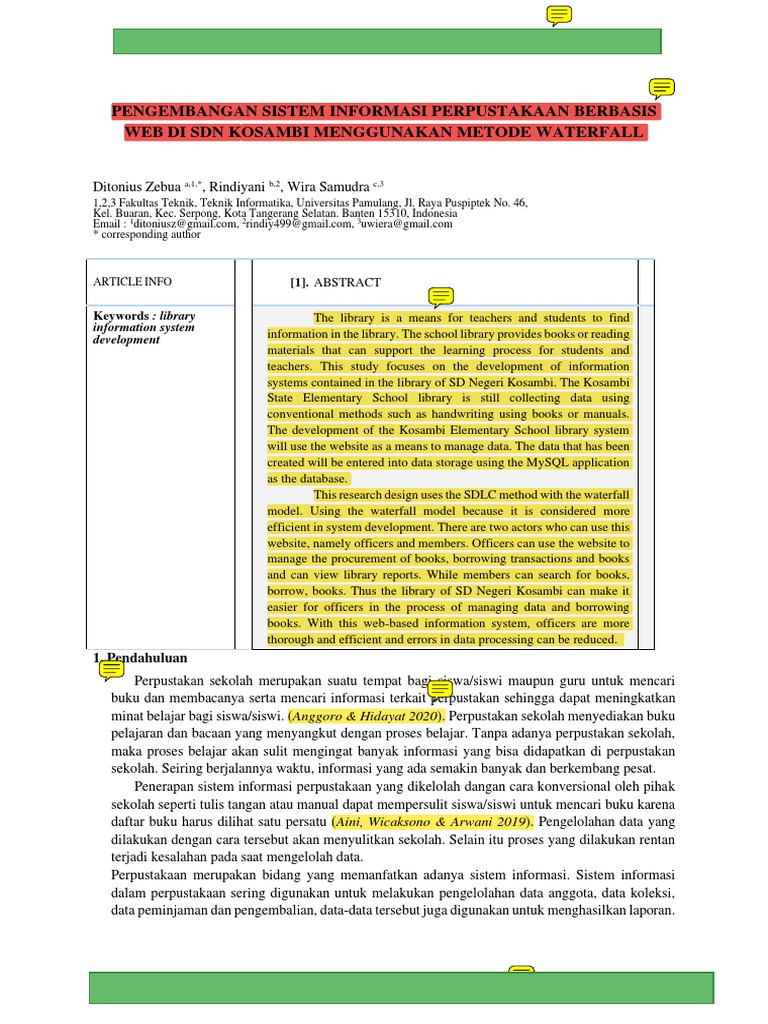 Pengembangan Sistem Informasi Perpustakaan Berbasis Web Di SDN Kosambi Menggunakan Metode ...
