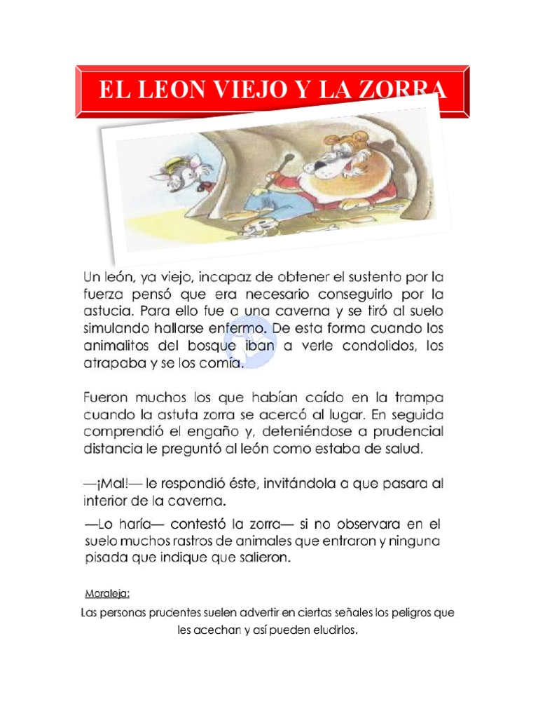 El Leon Viejo y La Zorra Lectura 10 | PDF