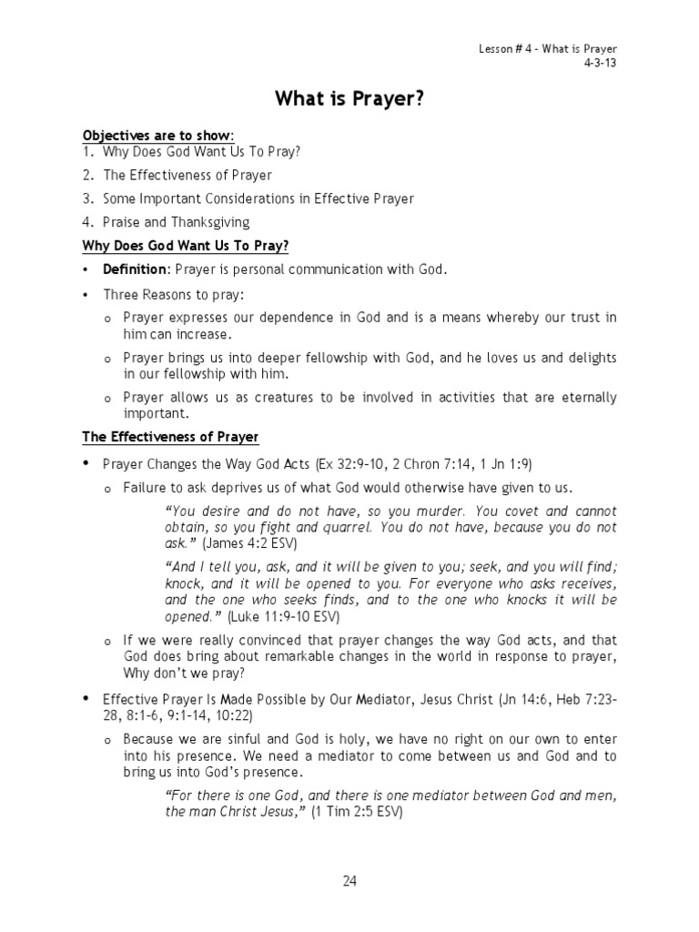 Lesson 4 What Is Prayer PDF | PDF | Prayer | God The Father
