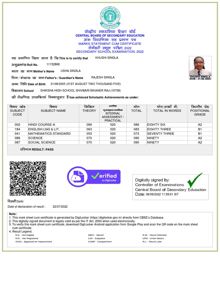 In Gov cbse-SSCER-111528682022 PDF | PDF | Secondary Education