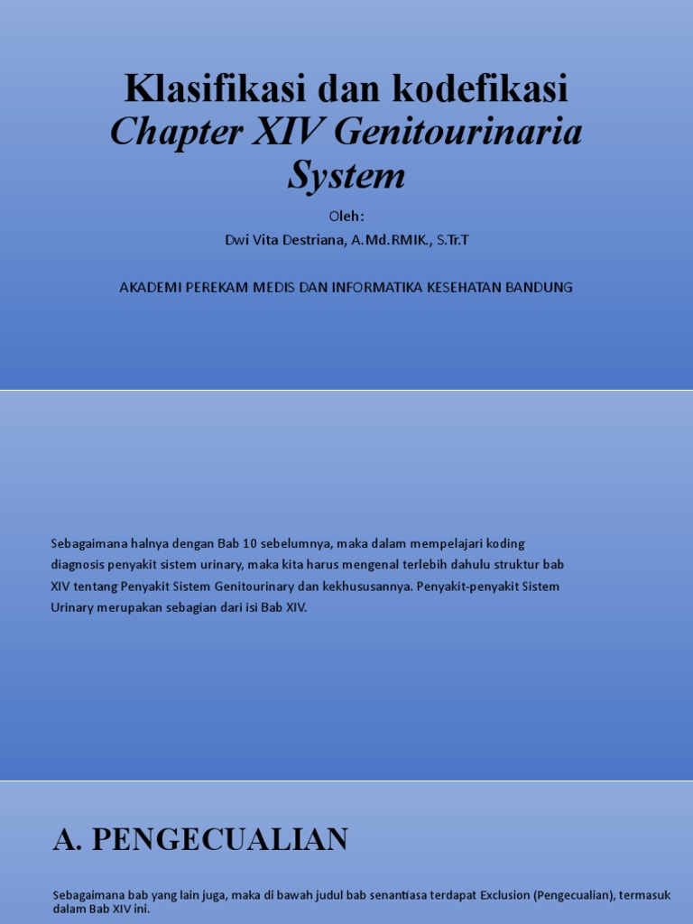Klasifikasi Dan Kodefikasi Chapter XIV Genitourinaria System | PDF