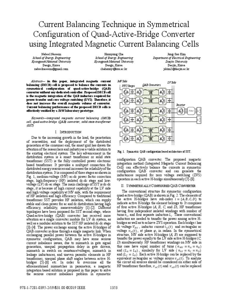 Current Balancing Technique In Symmetrical Configuration Of Quad Active Bridge Converter Using