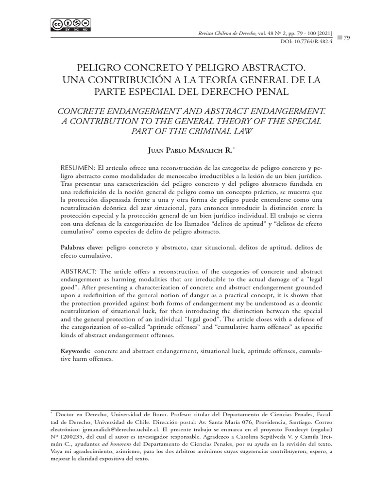 Peligro Concreto y Abstracto en Derecho Penal | PDF | Propiedad | Lógica de primer orden
