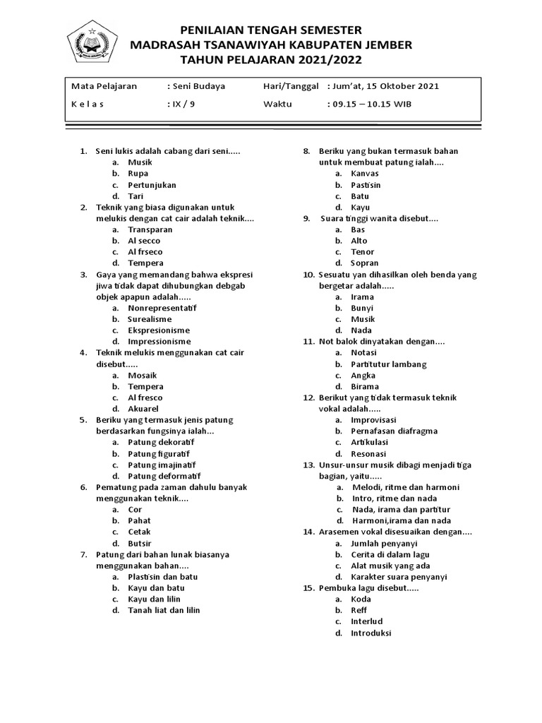 PTS SBK Kelas 9 | PDF