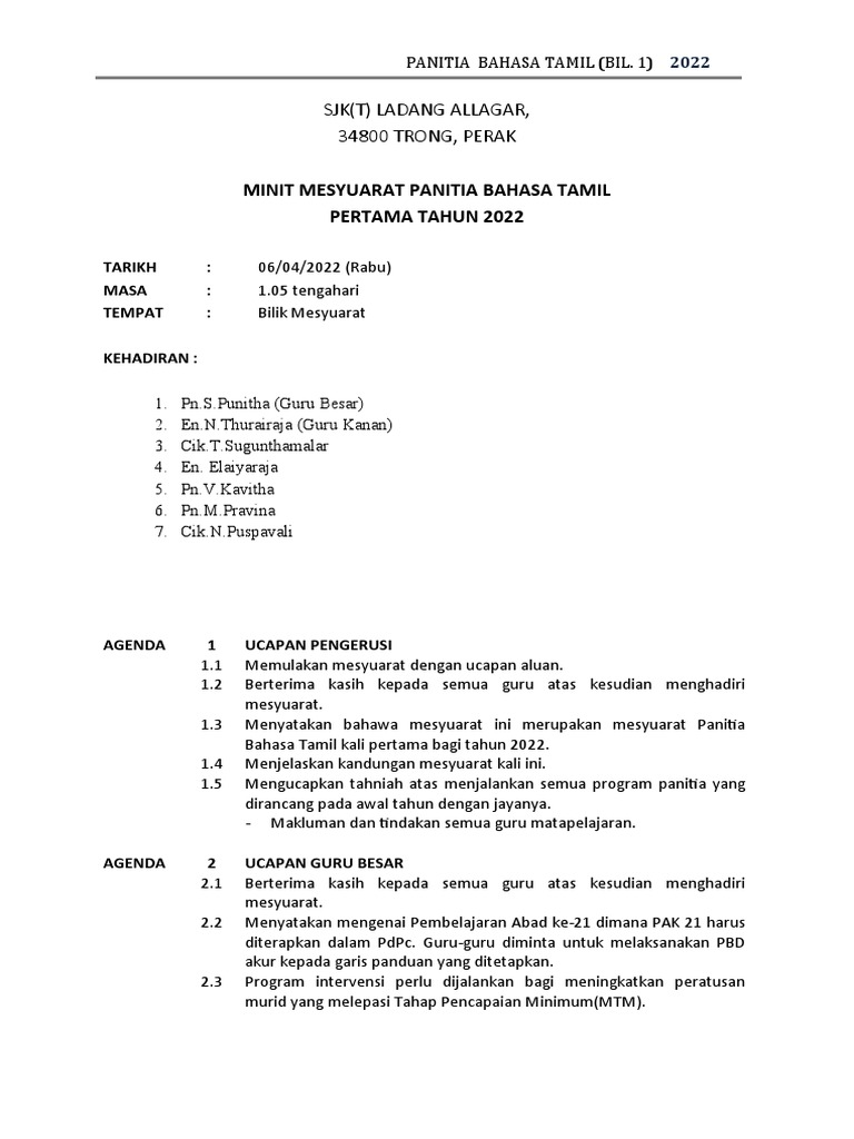 Minit Mes BT 1 | PDF