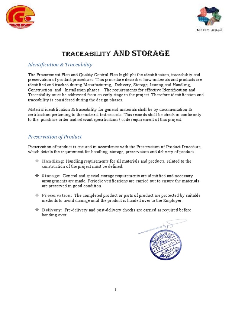 QAS 18 - Traceability and Storage | PDF