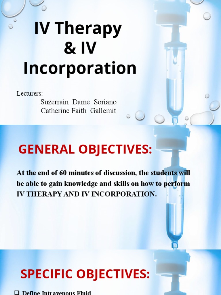 IV Therapy IV Incorporation NEW | PDF | Intravenous Therapy | Pharmacology