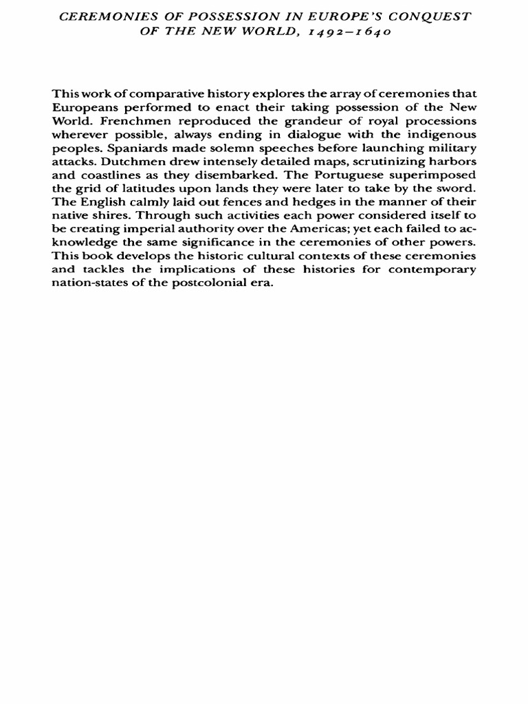 Patricia Seed - Ceremonies of Possession in Europe's Conquest of The ...