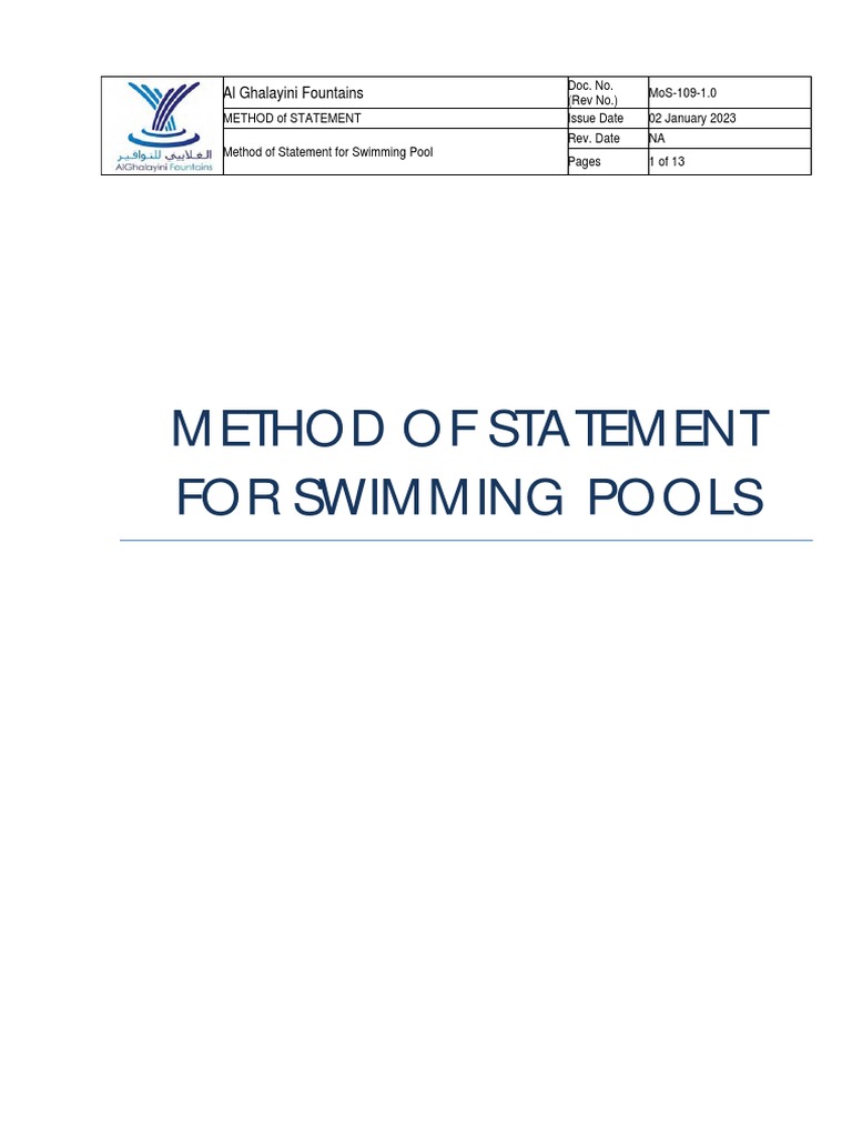MoS-109-1.0 A Comprehensive Method of Statement for Constructing Swimming Pools and Water ...