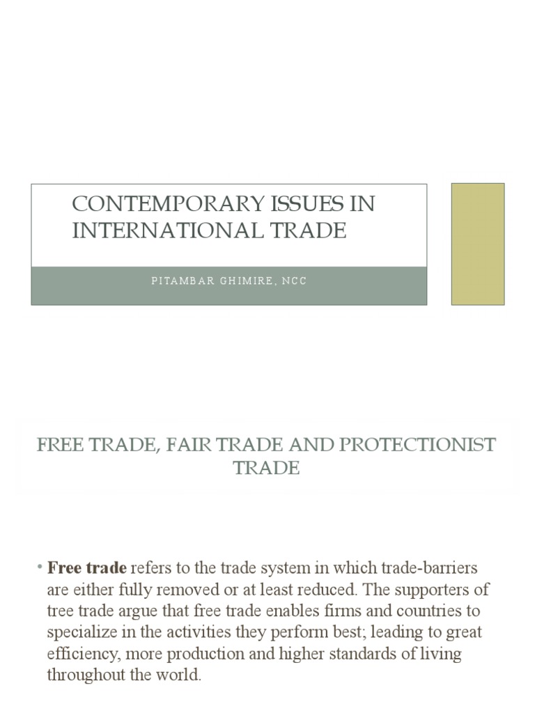 Contemporary Issues in International Trade | PDF | Dumping (Pricing ...
