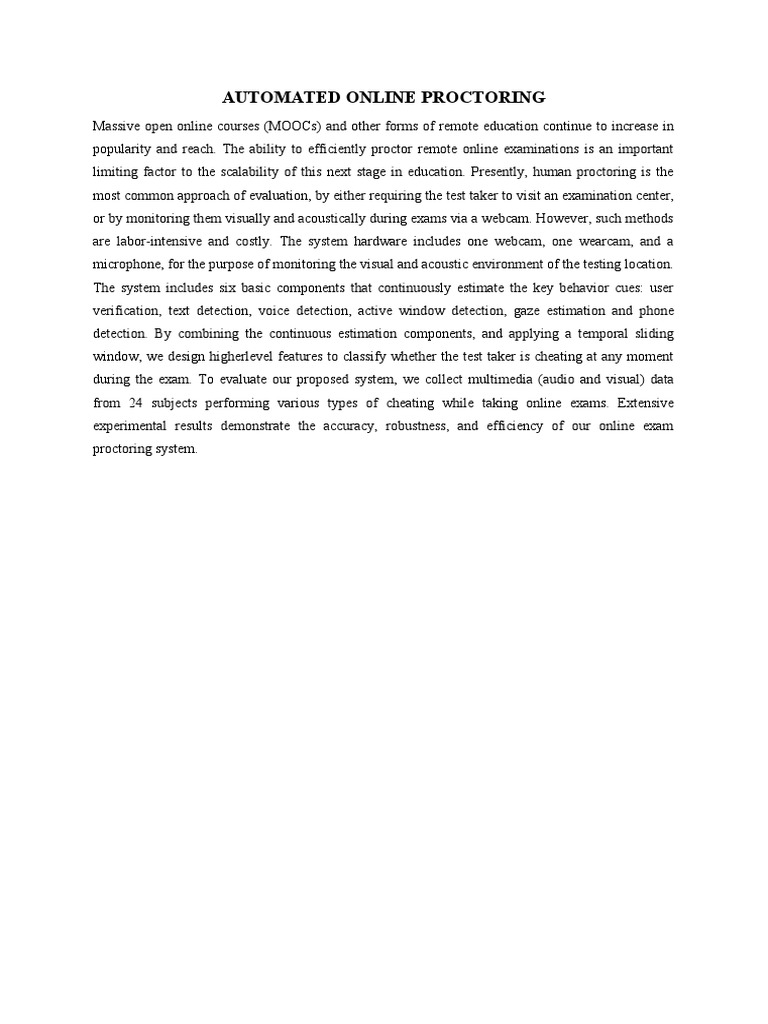 Automated Online Proctoring | PDF