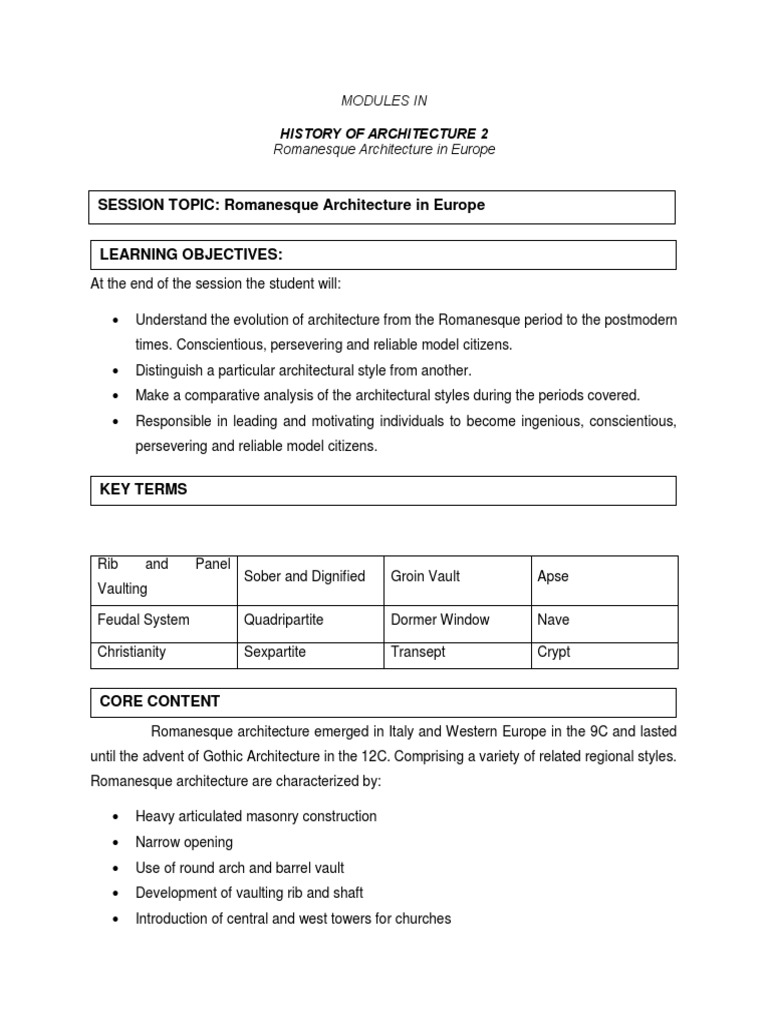 Module 1 - Romanesque Architecture | PDF | Vault (Architecture ...