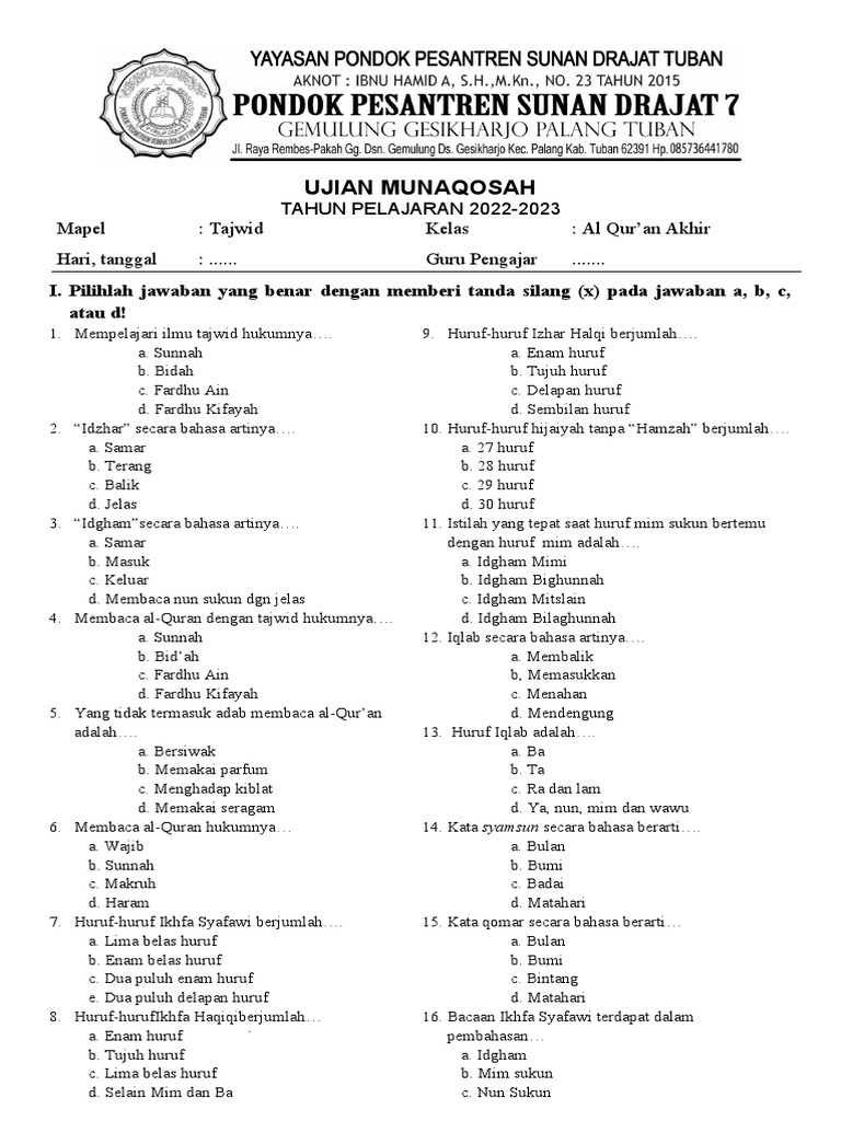 Soal Tajwid | PDF