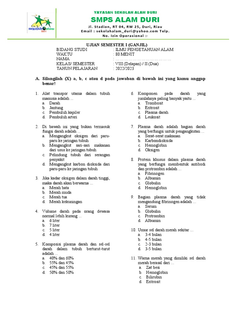Soal IPA VIII - Mid SMT 2 | PDF