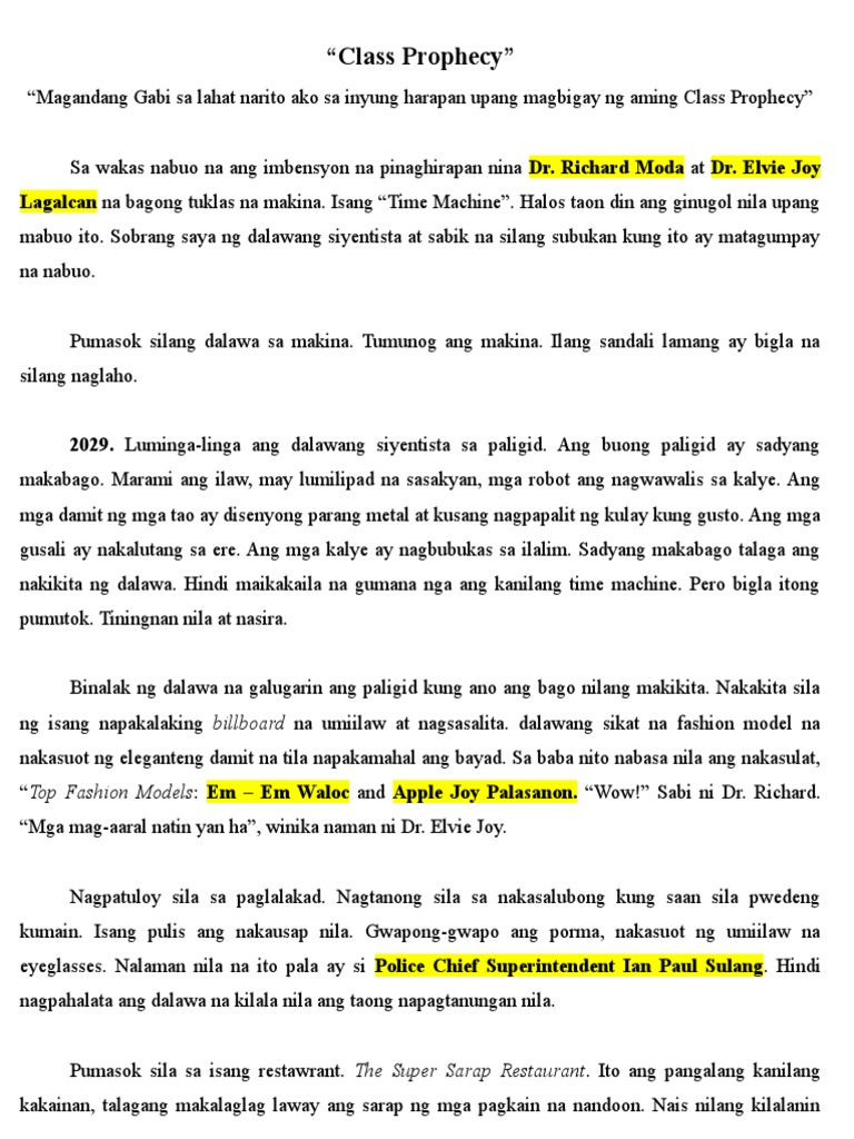 Class Prophecy 2020 | PDF