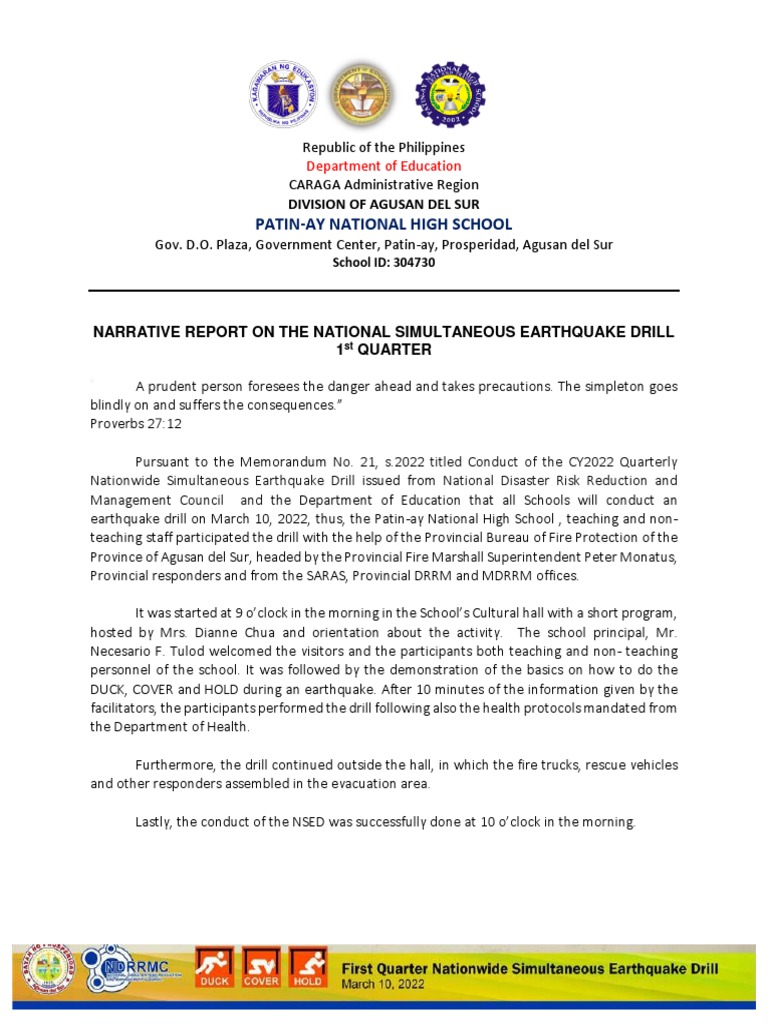 National Earthquake Drill Report 2022 | PDF | Science & Mathematics