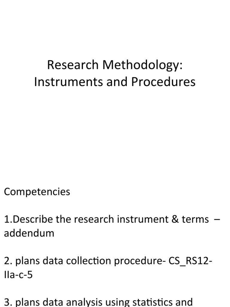 Research Instruments and Procedures Overview | PDF | Psychology ...