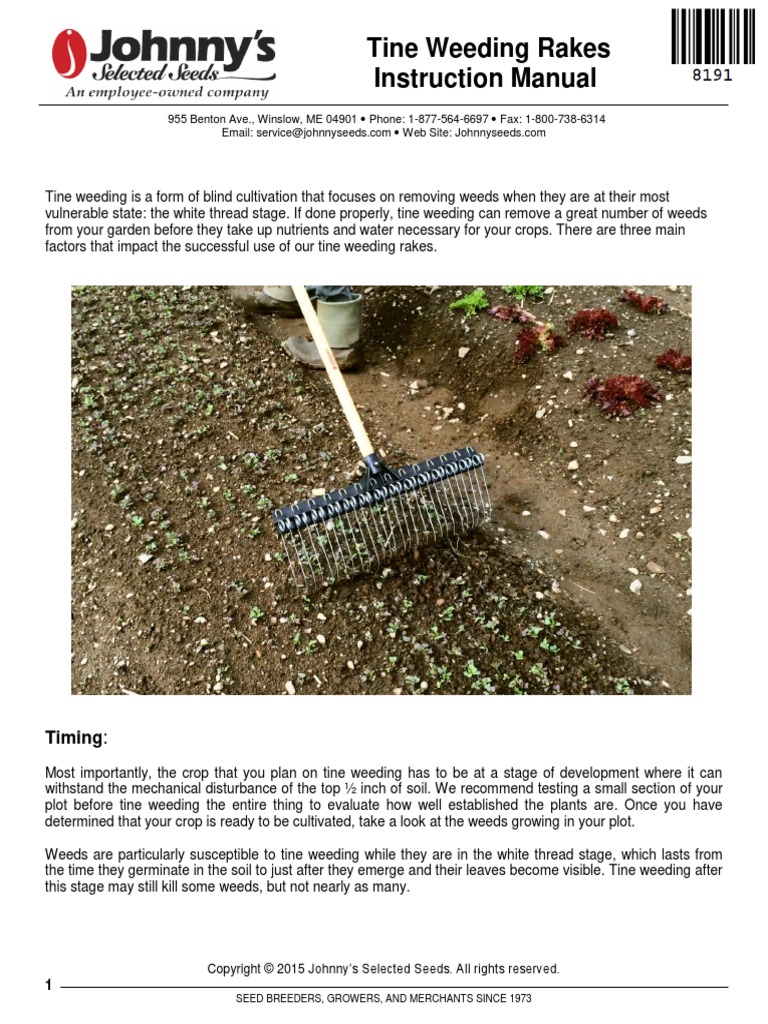 JSS Tine Weeding Rakes Manual | PDF | Weed | Horticulture