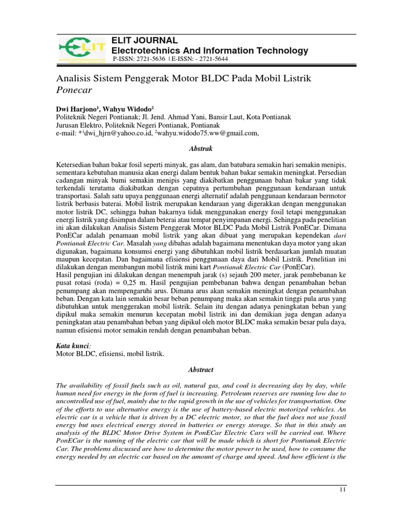 Analisis Motor BLDC pada Mobil Listrik | PDF