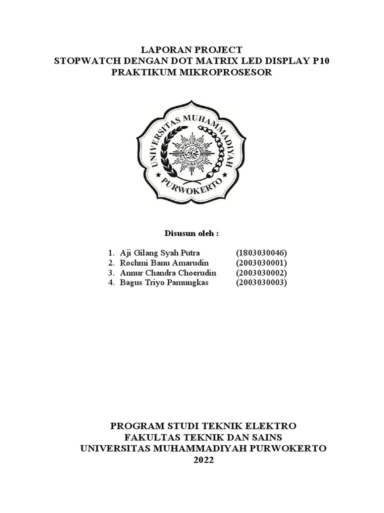 Laporan Project Stopwatch Dengan Dot Matrix Display - Prak ...