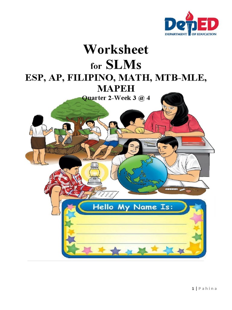 Worksheet SLM Q2 Week 3 4 | PDF