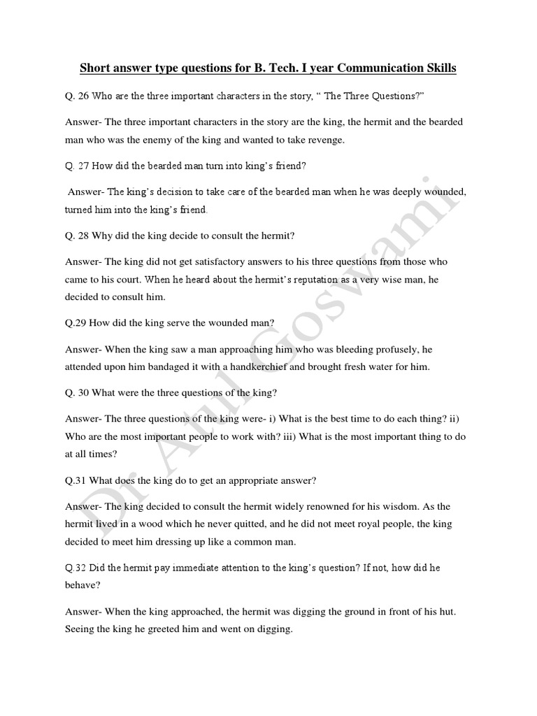 Sample Short Questions Set 2 | PDF | Poetry