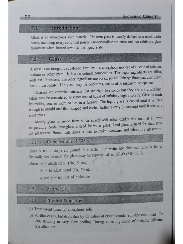 Chemistry Glass Notes | PDF