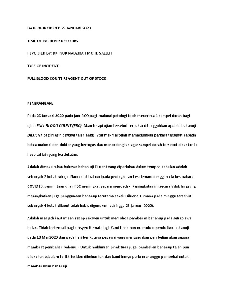 Jawapan Incident Report FBC | PDF