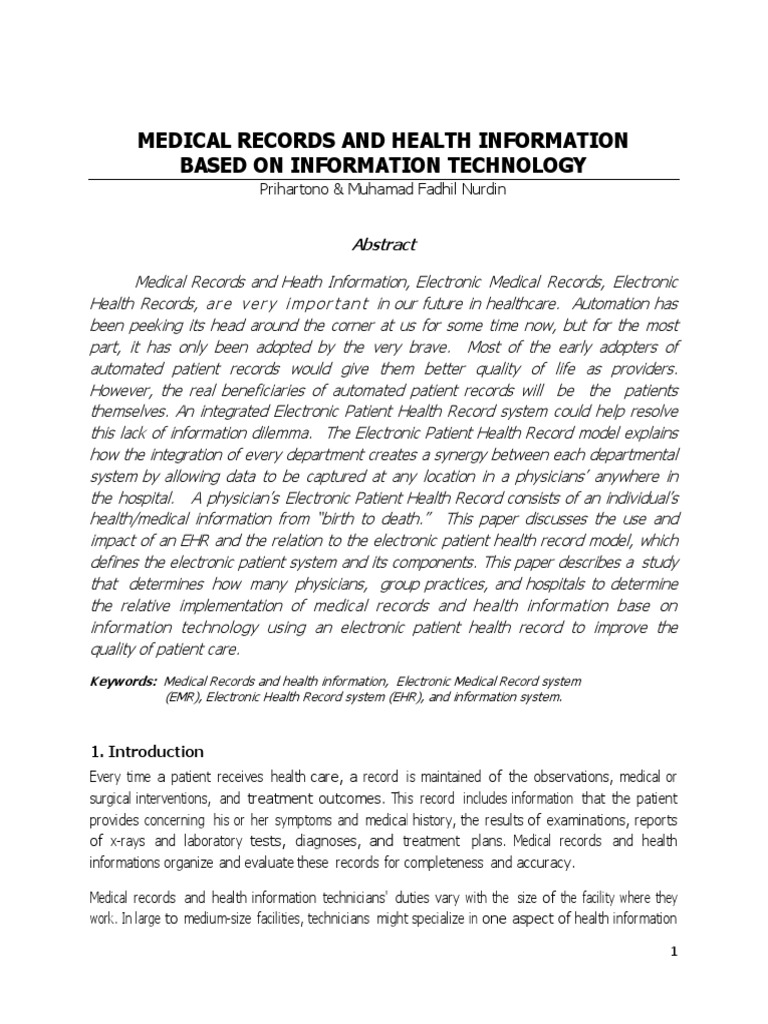 Medical Records And Health Information Based On Information Technology