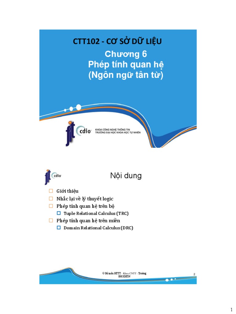 CTT102-Chuong 6-Phep Tinh Quan He | PDF