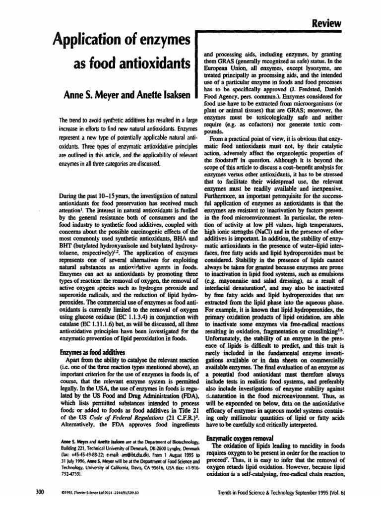 Application of Enzymes As Food Antioxidants: Review | PDF | Antioxidant ...