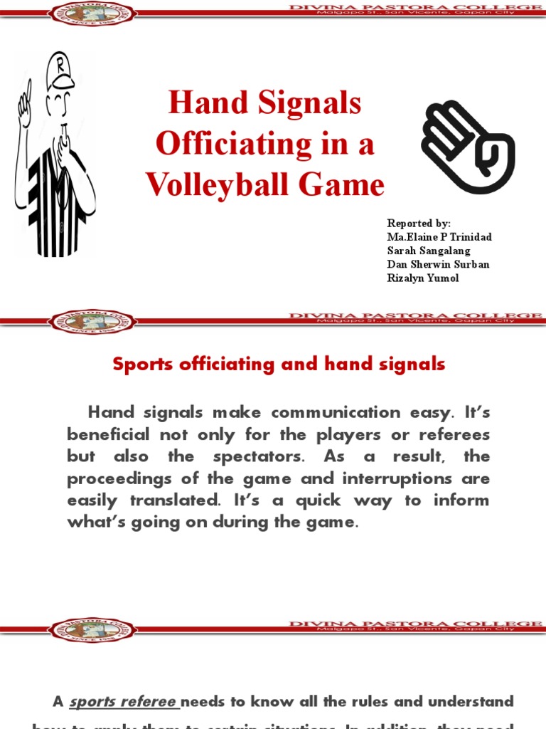 Hand Signals in Volleyball | PDF | Volleyball | Hand