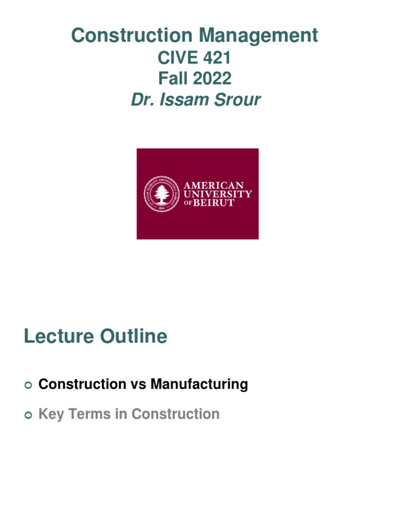 Lecture 2 - Construction Vs Manufacturing | PDF | Specification ...
