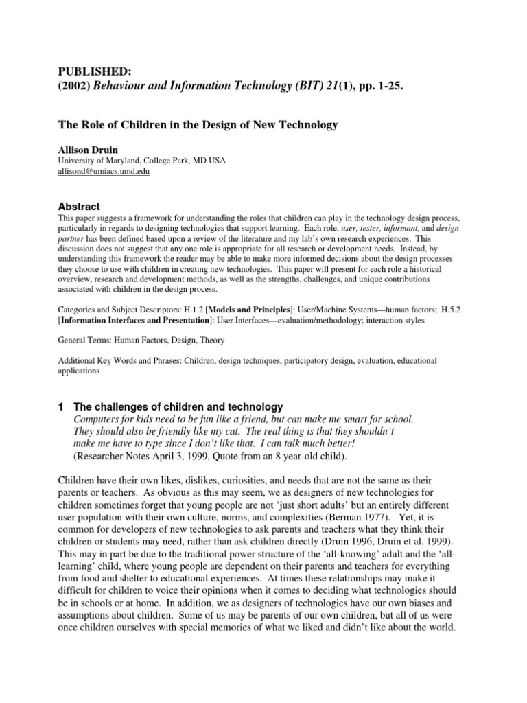 Behavior And Information Technology