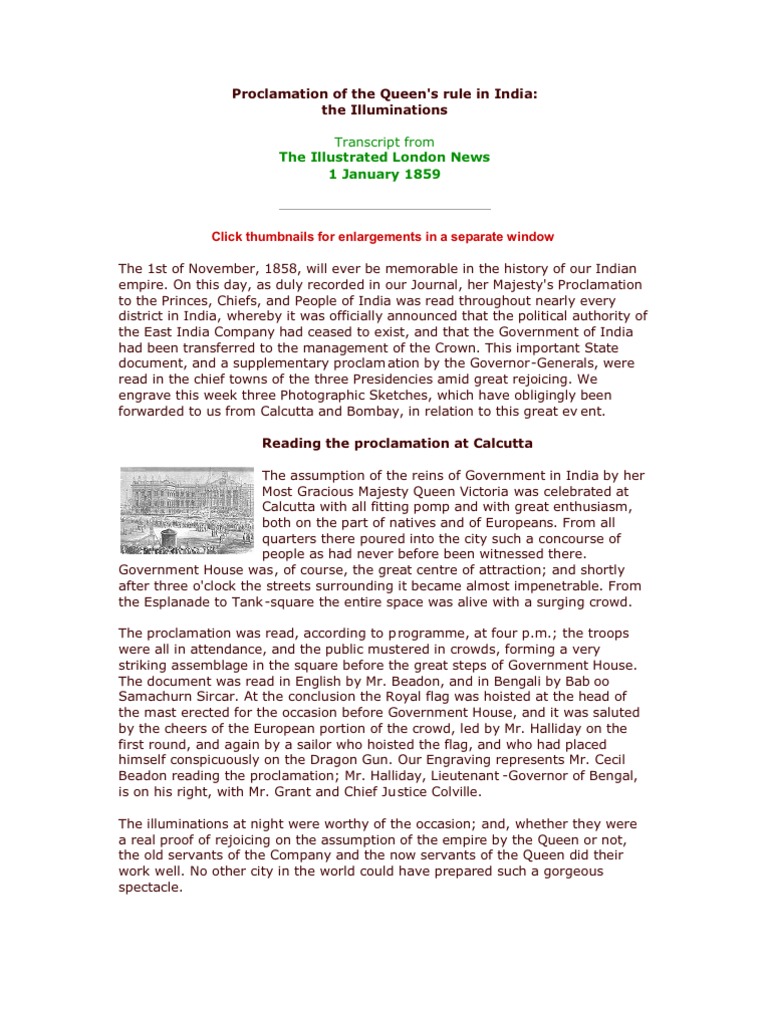 Queen Victoria's 1858 Proclamation | PDF | British Raj | East India Company