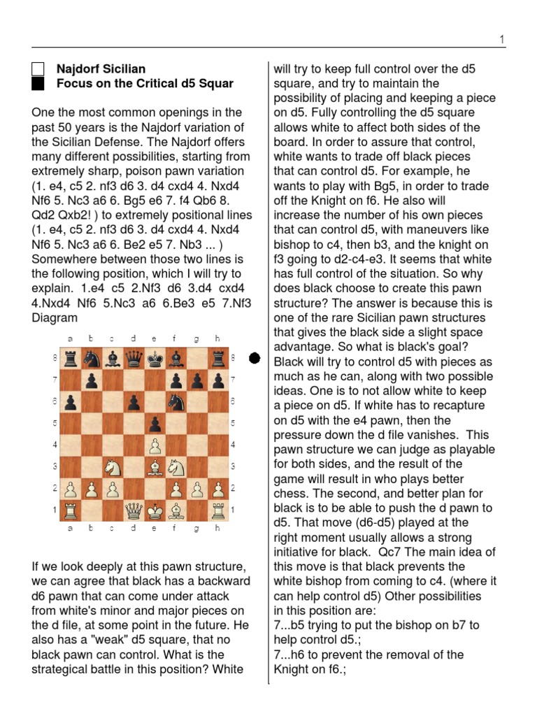 Najdorf Sicilian: Mastering d5 Control | PDF | Board Games ...