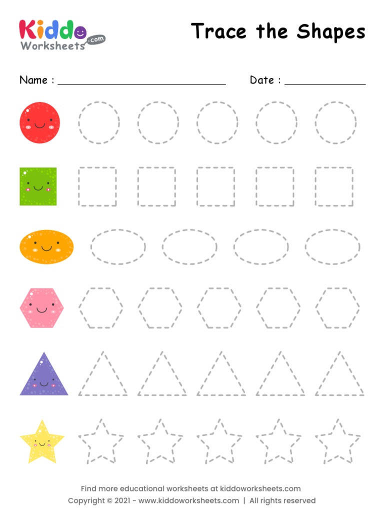 Tracing Shapes Worksheet PDF | PDF