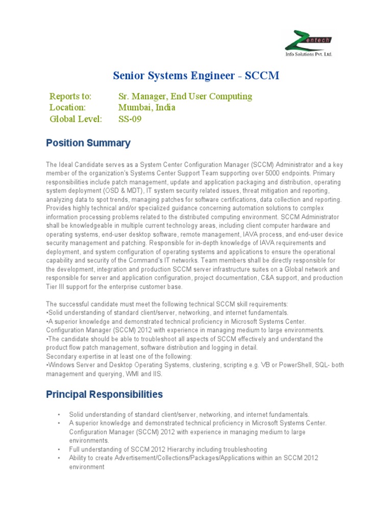 Itsm - SR Sys Engineer SCCM | PDF | Security | Computer Security