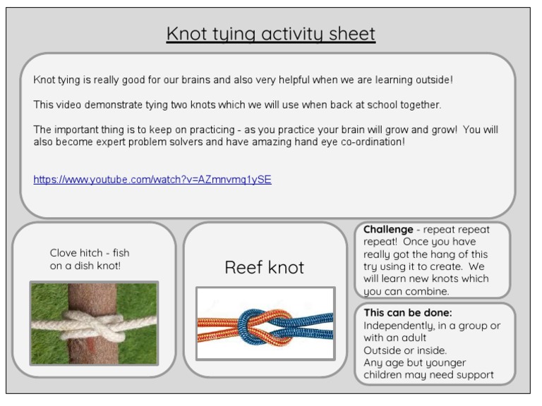 Knot Tying Activity Sheet for Kids | PDF
