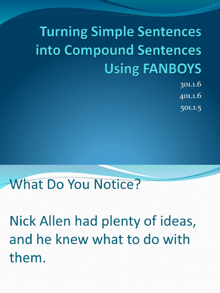 Compound Sentences Fanboys Powerpoint | PDF