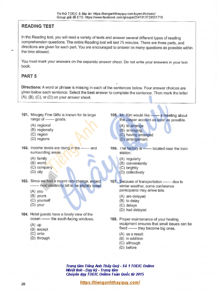 Reading PART 5 | PDF