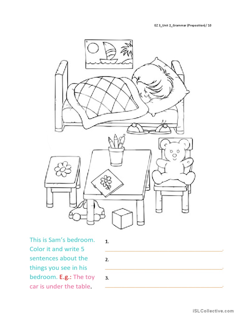 Preposition Practice in Sam's Bedroom | PDF | Foreign Language Studies ...