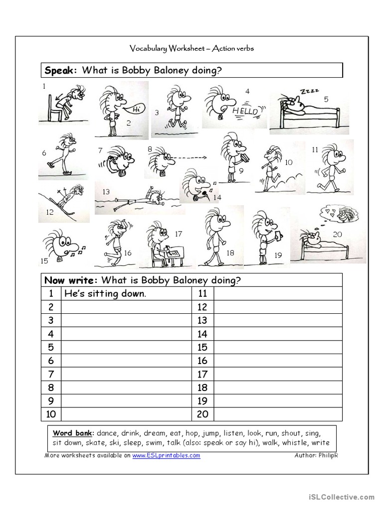 Action Verbs for ESL Learners | PDF