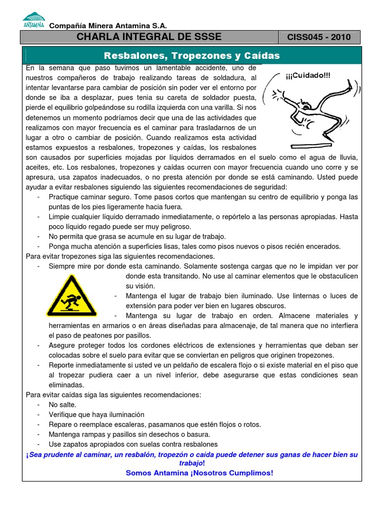 04-Charla Integral de SSSE N 045 Resbalones Tropezones y Caídas | PDF
